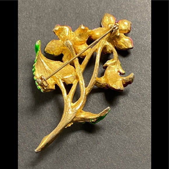 Vintage | Jewelry | Vintage Purple Iris Enamel Floral Bunch Brooch Pin ...